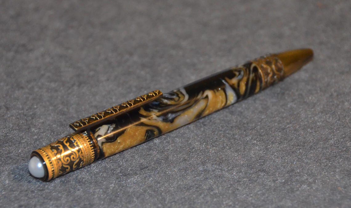 Hand-turned Renaissance Inlace Acrylester Himalayan Ballpoint Pen With ...