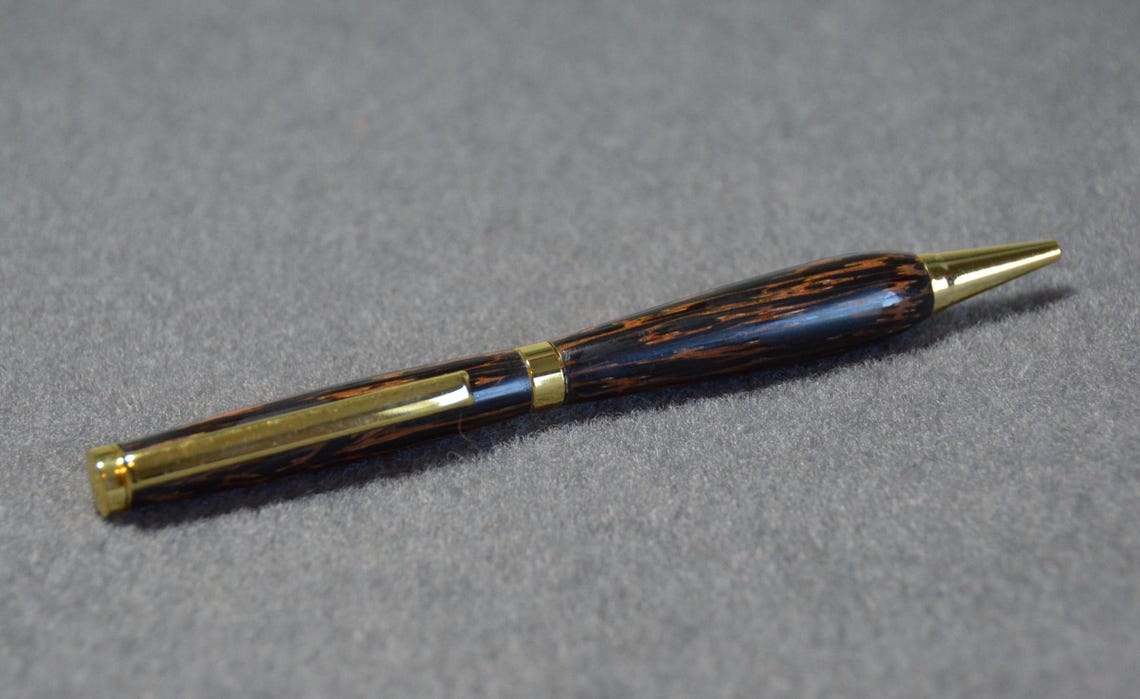 Hand-turned Black Palm Slimline Pen With Gold Hardware - Etsy