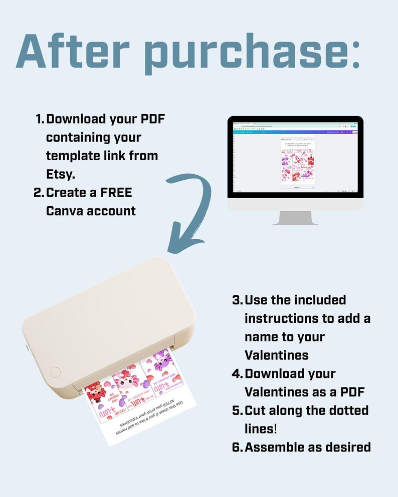 Axolotl Printable Valentine Template for Canva - Etsy