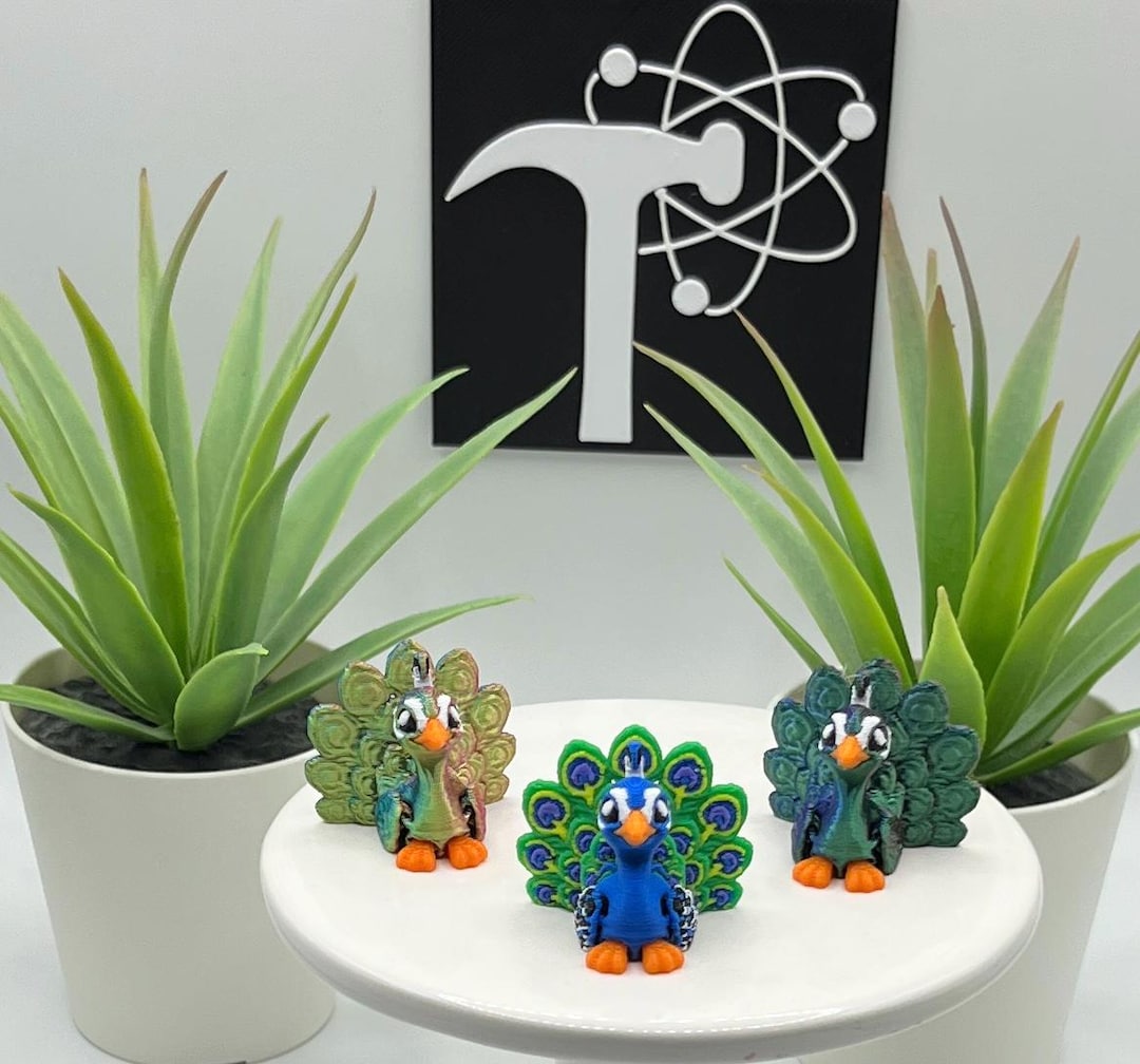 Peacock | 3D Printed | Articulated Flexi Wiggle | ADHD Sensory Aid ...