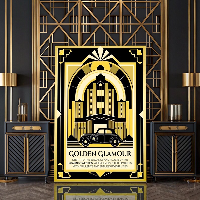 Art Deco Car Poster: 1920s Golden Glamour Print (digital Download) - Etsy