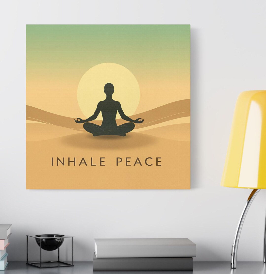 Yoga Meditation Art Inner Calm Inhale Peace Satin Canvas, Stretched - Etsy