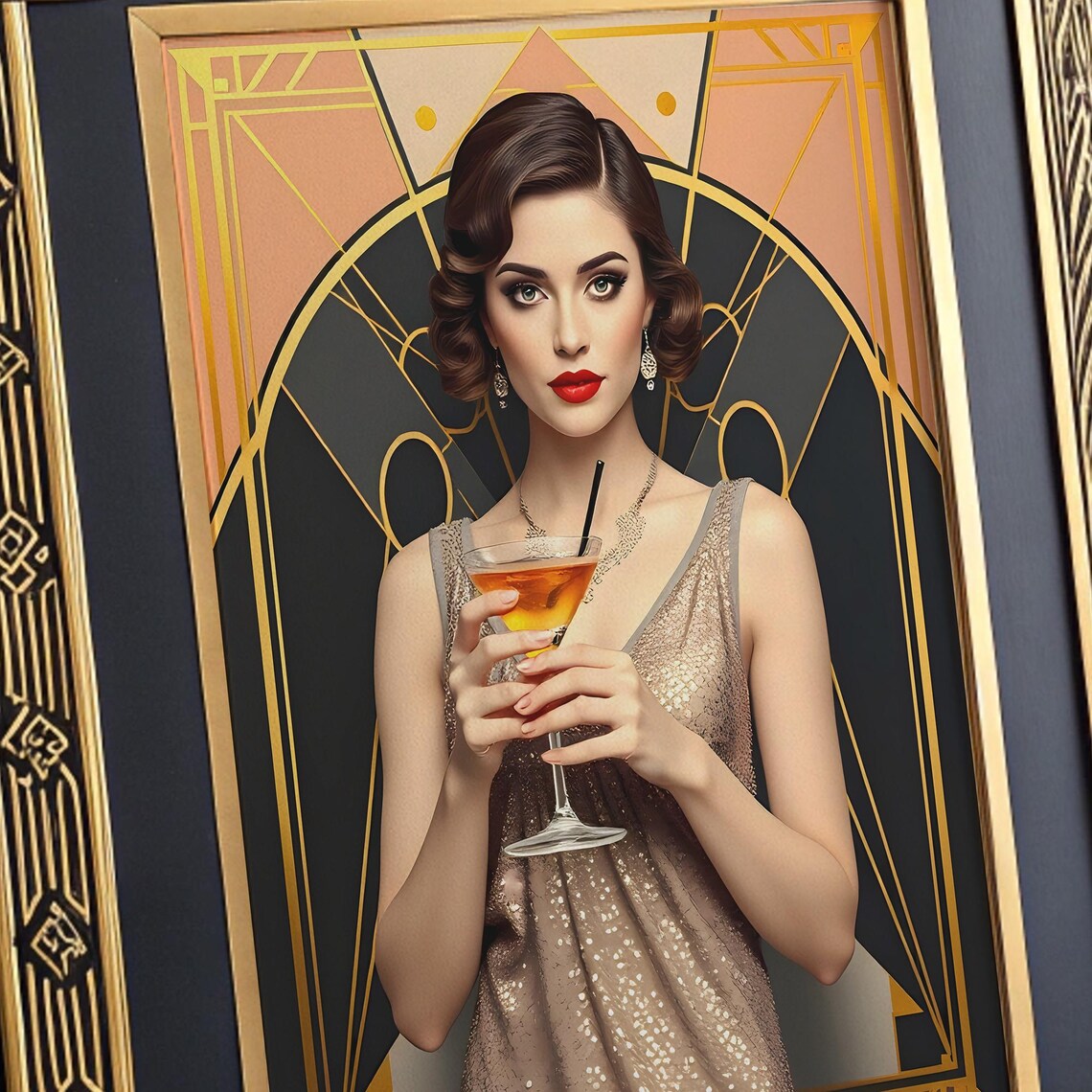 Gatsby Era Art Deco Poster | 1920s Glamorous Woman With Cocktail ...