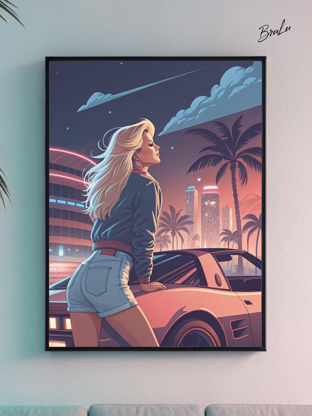 90s Neon City Art Print: Retro Miami Vice Vibes - Digital Download - Etsy