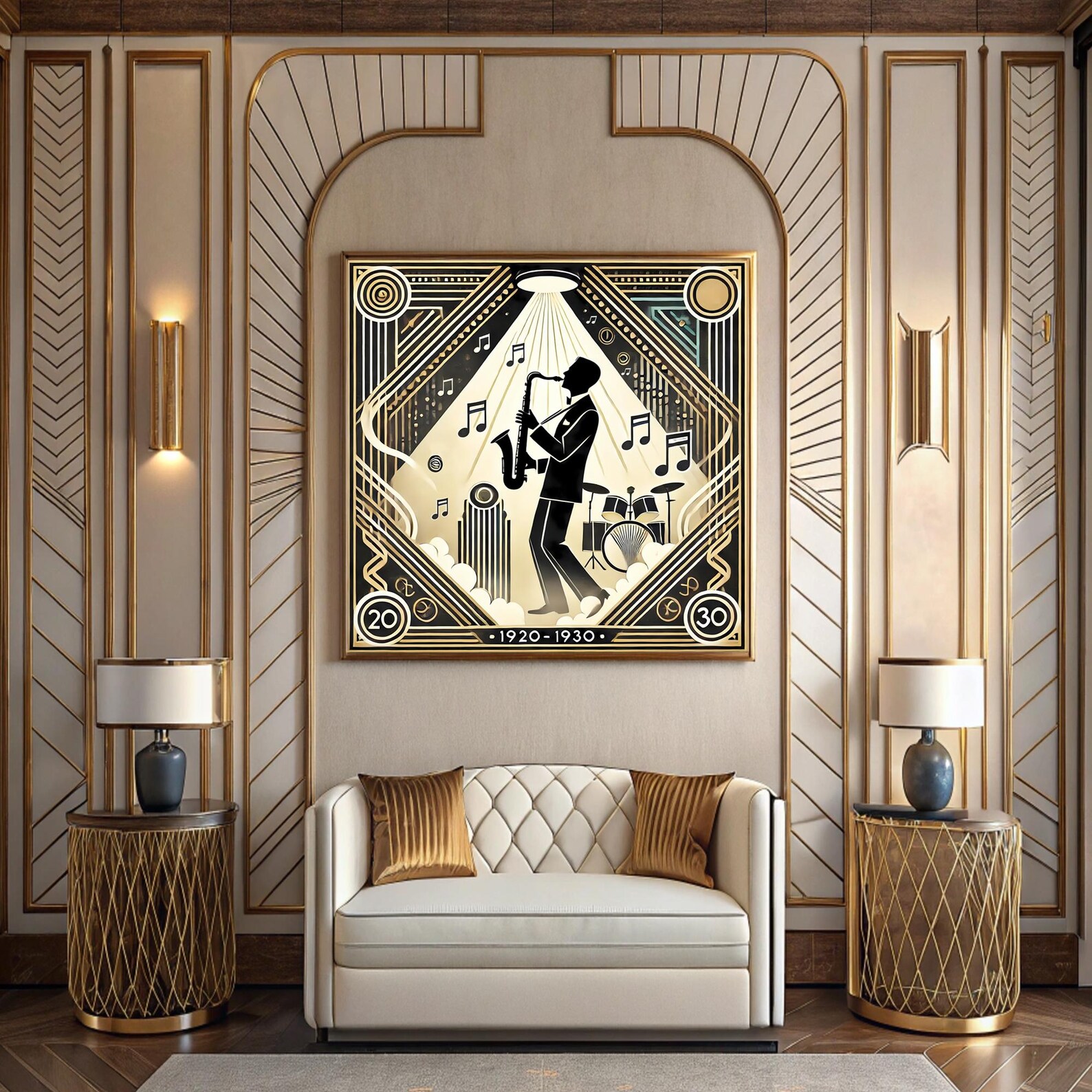 Art Deco Saxophone Poster: Vintage Jazz Club Wall Art (digital Download ...