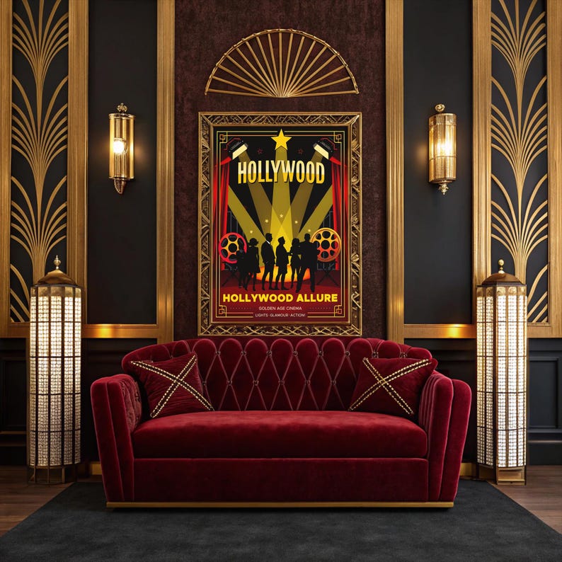 Hollywood Art Deco Poster: Golden Age Cinema Wall Art (digital Download ...