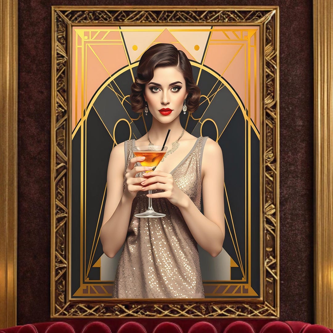 Gatsby Era Art Deco Poster | 1920s Glamorous Woman With Cocktail ...