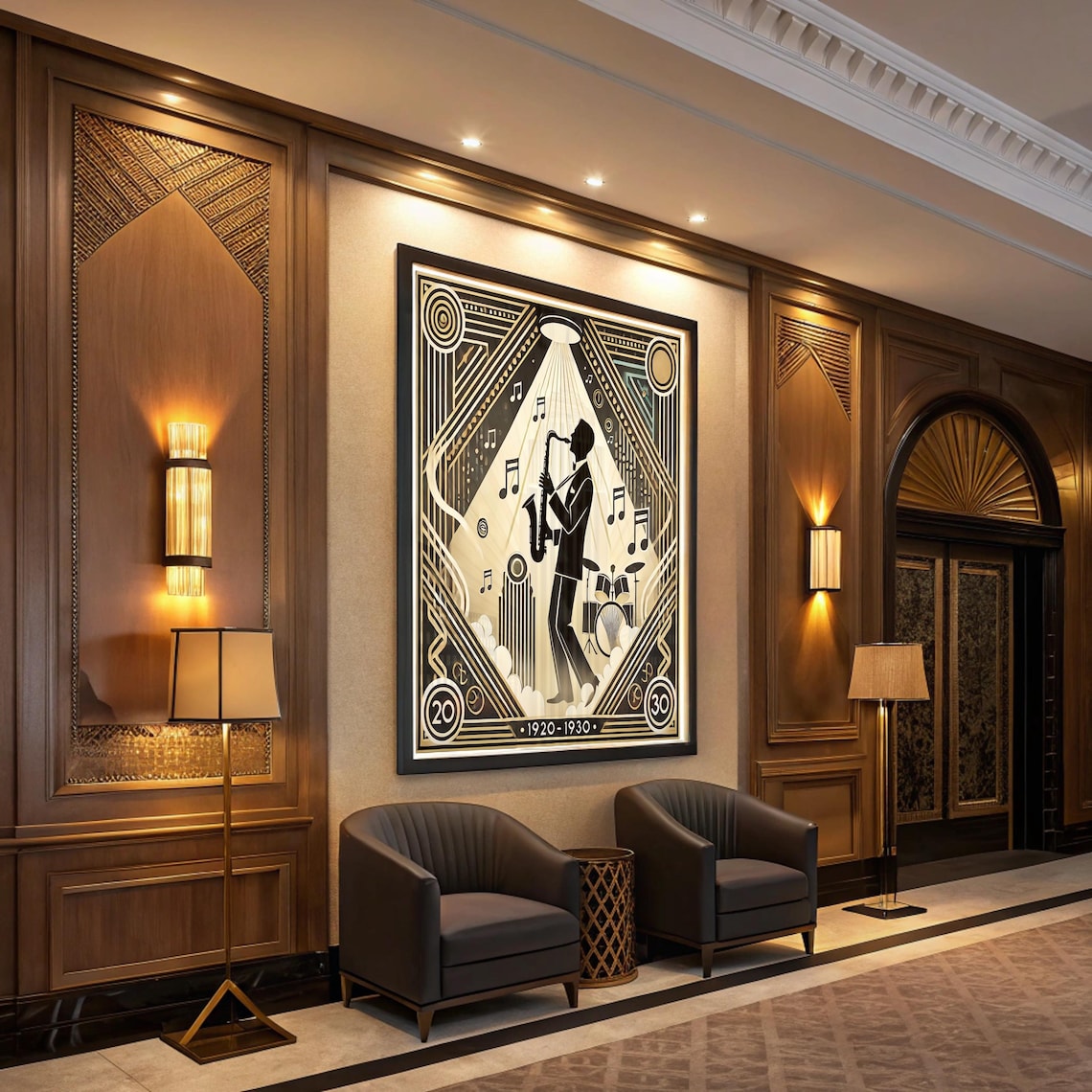 Art Deco Saxophone Poster: Vintage Jazz Club Wall Art (digital Download ...