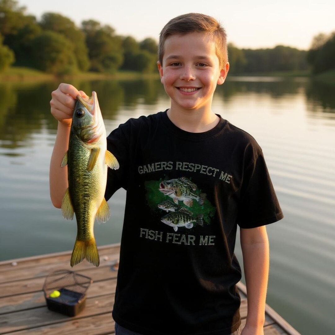 Gaming Fish Graphic Kids Tee Cool Gamer Shirt Funny Kids T-shirt Gift ...