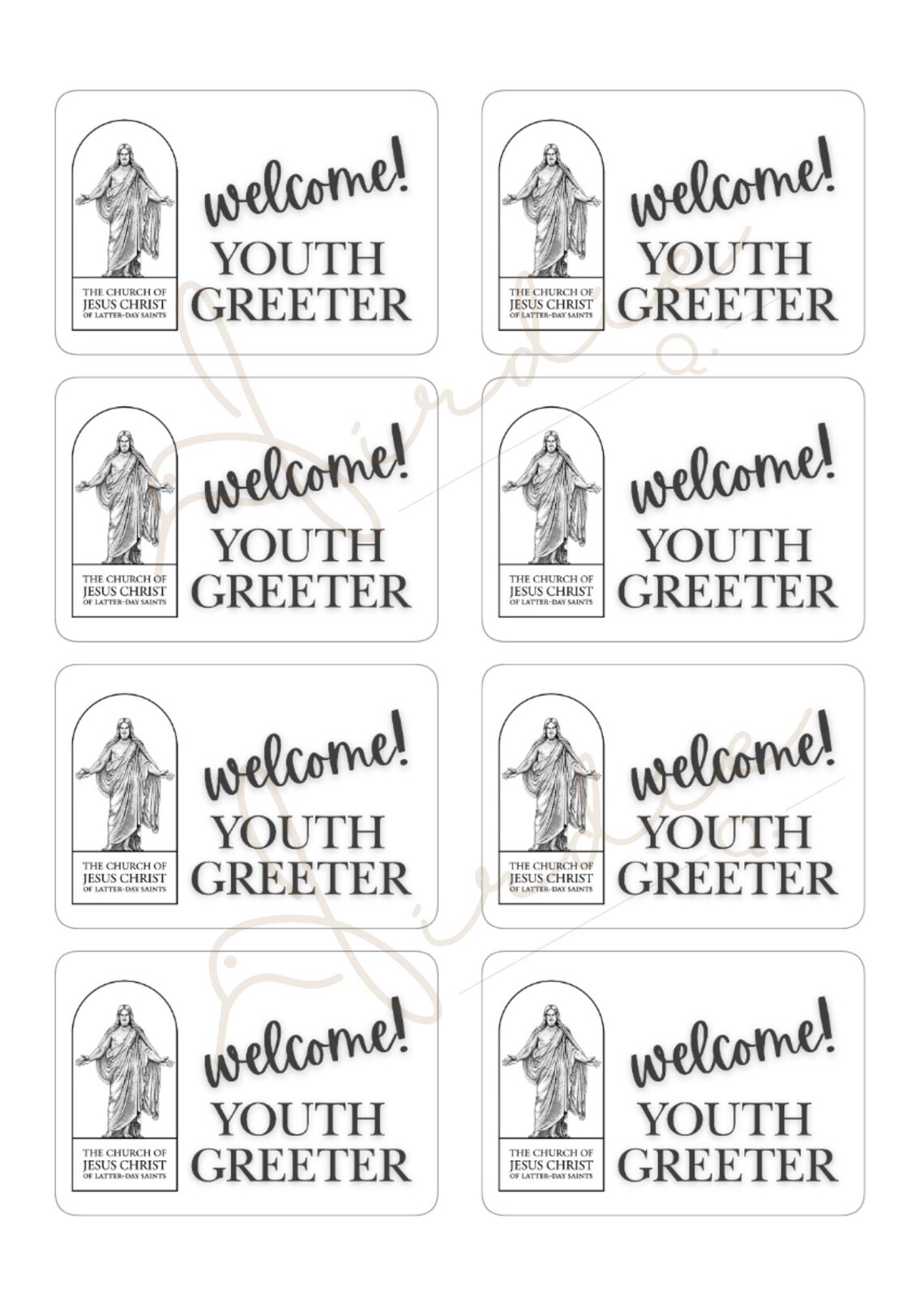 LDS Youth Greeter Badge - Welcome! | Instant Download & Print - Etsy