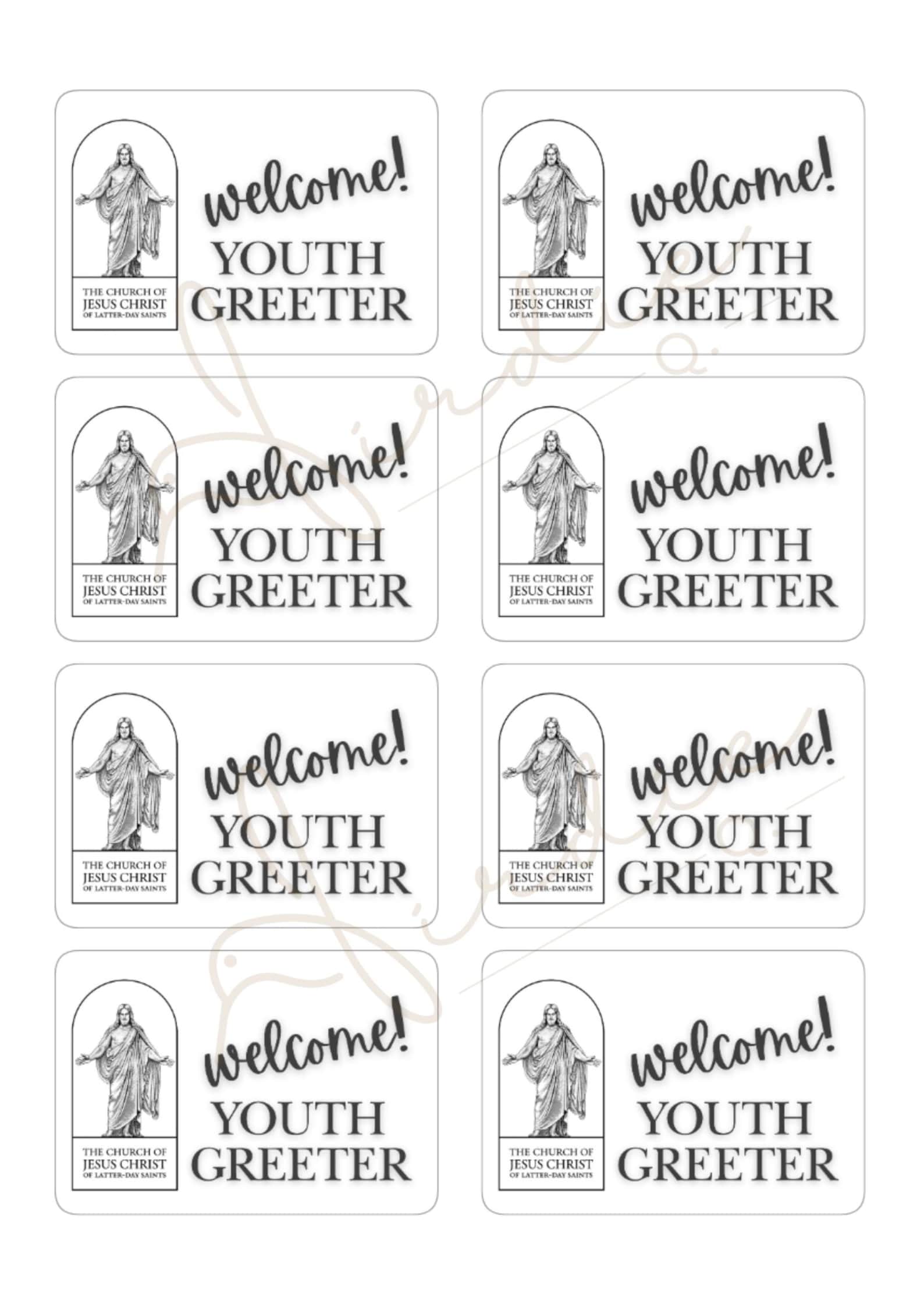 LDS Youth Greeter Badge - Welcome! | Instant Download & Print - Etsy