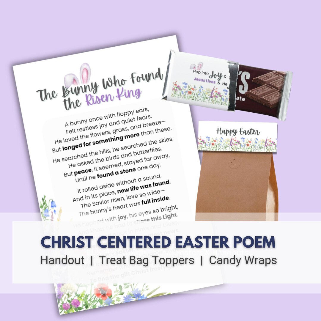 Christ-centered Easter Poem | Treat Bag Toppers | Printable Candy Bar ...