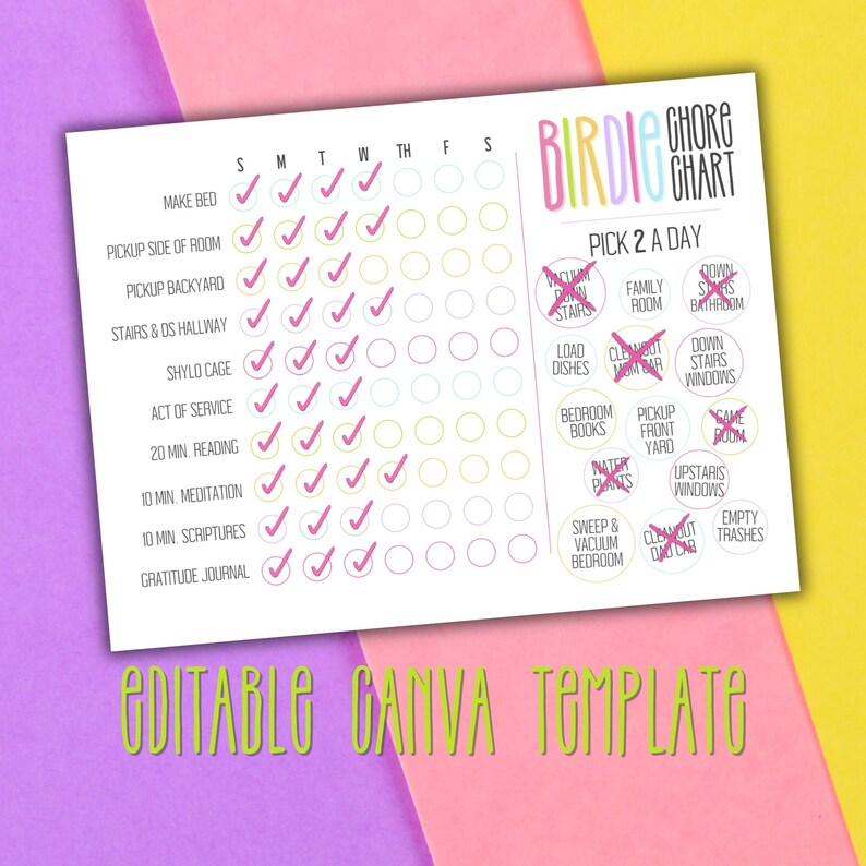 Editable Kids Chore Chart | Summer Routine Chart Template | Canva ...
