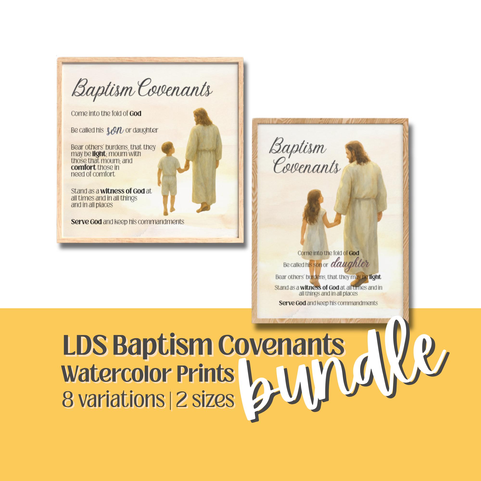 LDS Baptism Art BUNDLE | 8 Watercolor Prints With Baptism Covenants ...