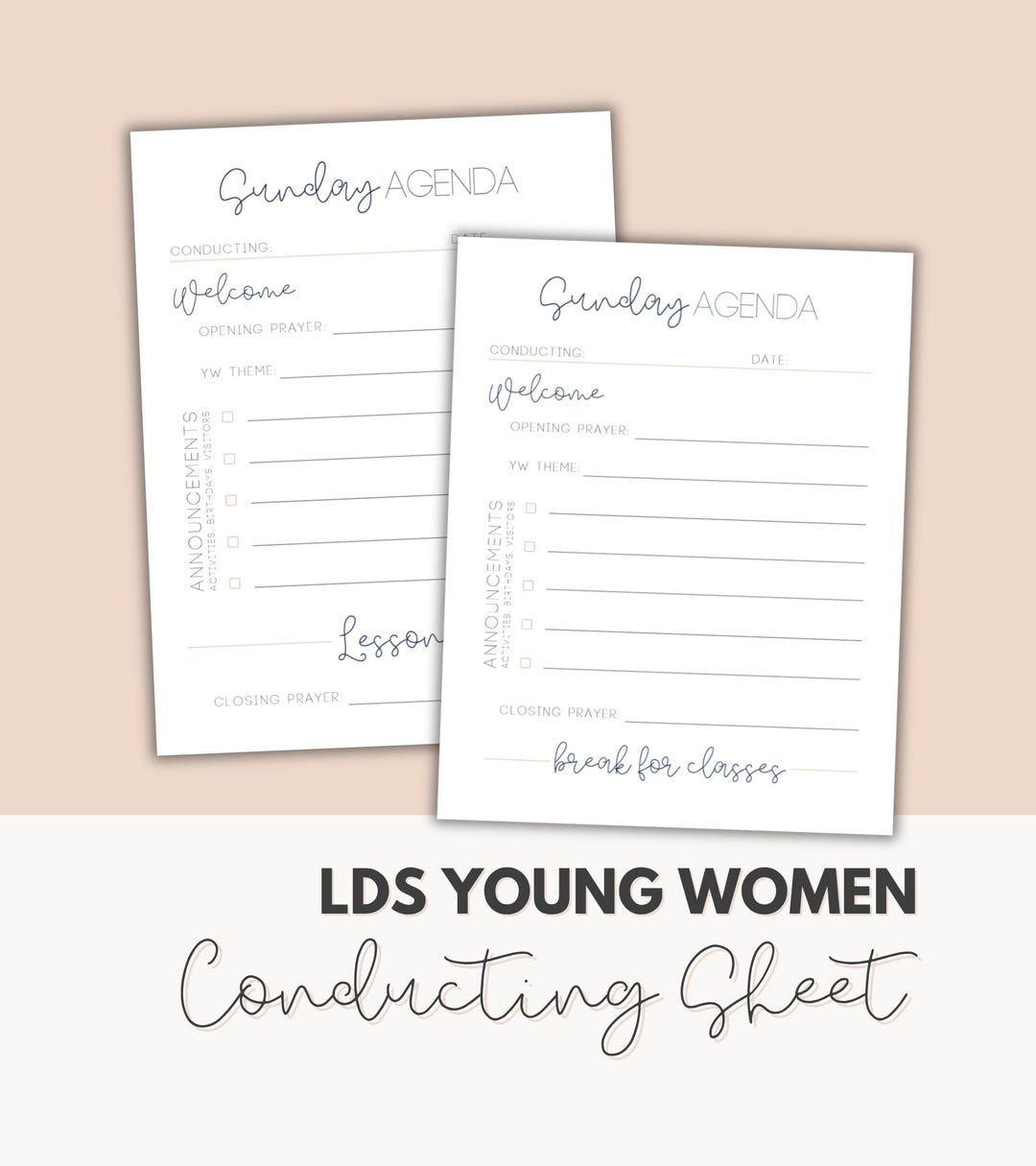 LDS Young Women Conducting Sheet: Editable Meeting Agenda (canva & PDF ...