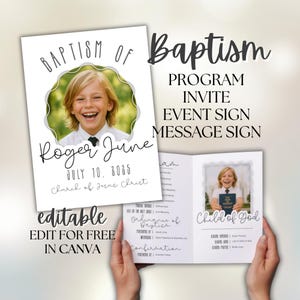 LDS Boy Baptism Program Template Bundle | Canva Editable Program, Invite & Signs | Simple ...