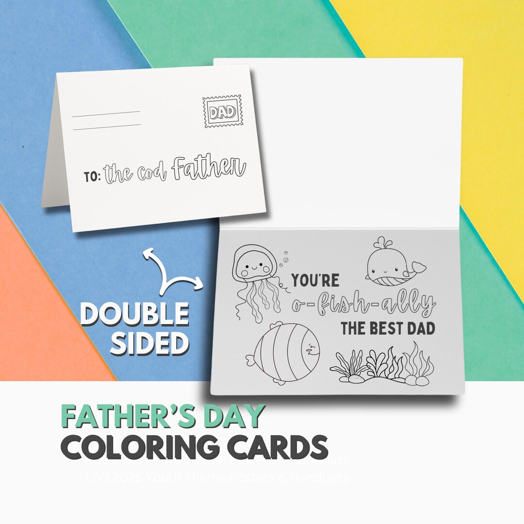 Father's Day Animal Punny Coloring Cards: Easy 8.5x11 Print | Fun Kids ...