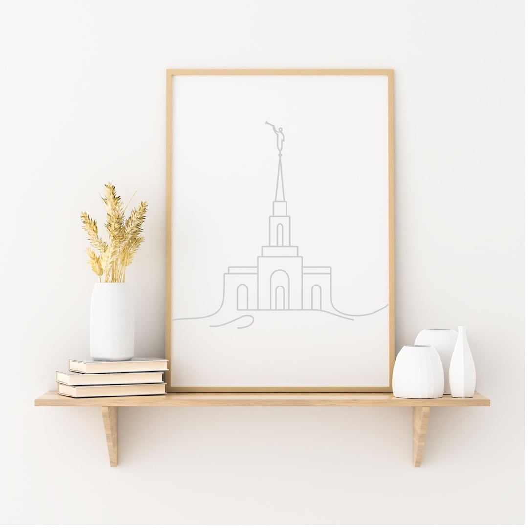 Minimalist LDS Temple Line Art PRINT | Modern Christian Decor (digital ...