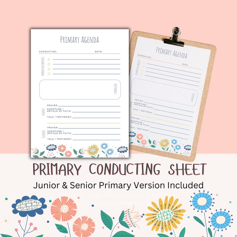 LDS Primary Conducting Sheet: Editable Canva Template, Junior and ...