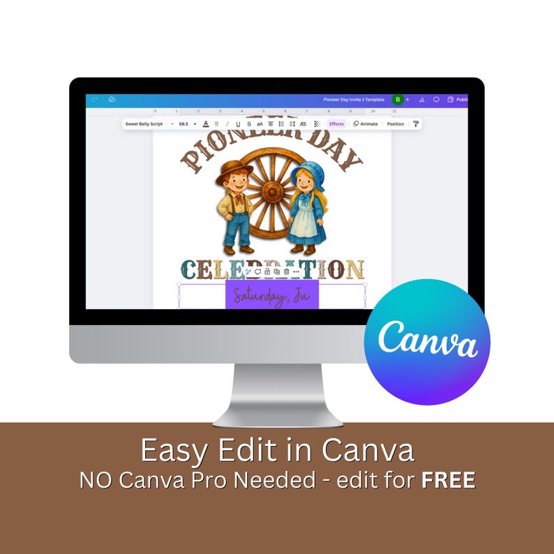 Pioneer Day Event Flyer Invite: LDS Activity Printable | Editable Canva ...