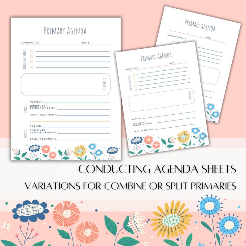 LDS Primary Organizational Bundle | Conducting Agendas | Assignment ...