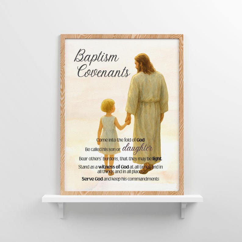 LDS Baptism Watercolor Art: Christ & Girl, Baptism Covenants (digital ...