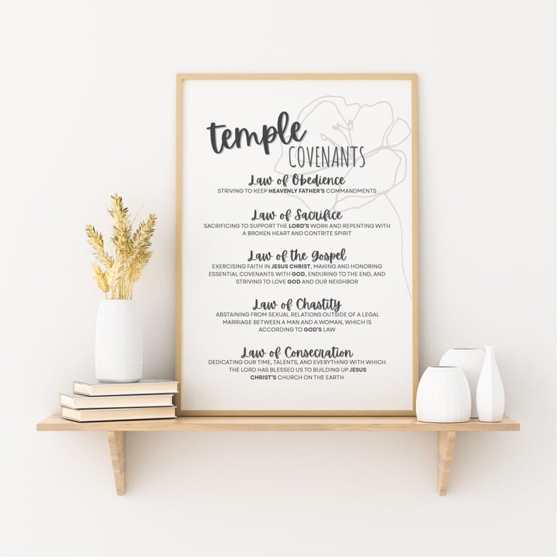 Modern LDS Temple Line Art Print: Covenants & Blessings (digital ...