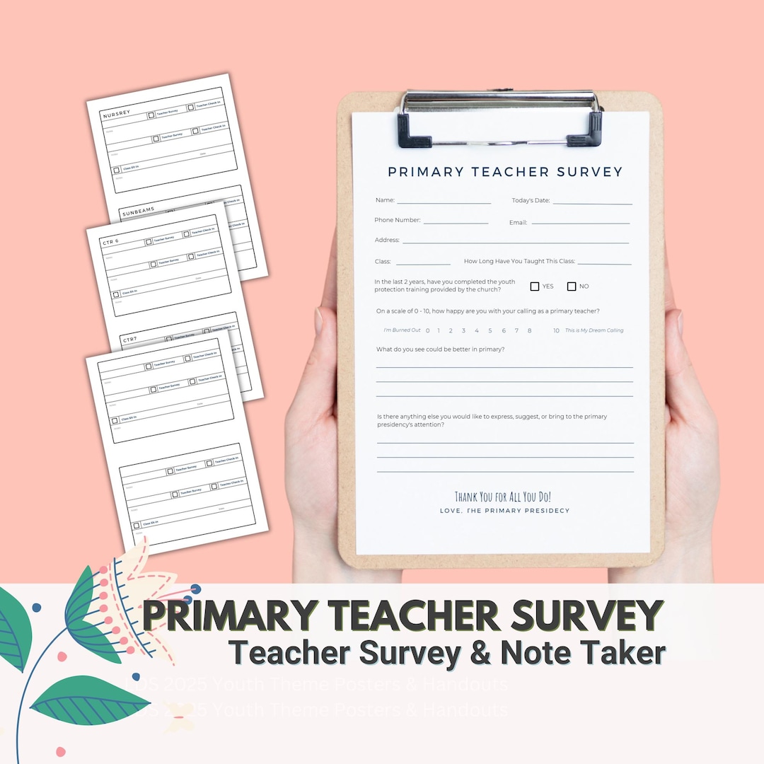LDS Primary Teacher Check-in Kit | Survey, Notes, Observation (digital ...