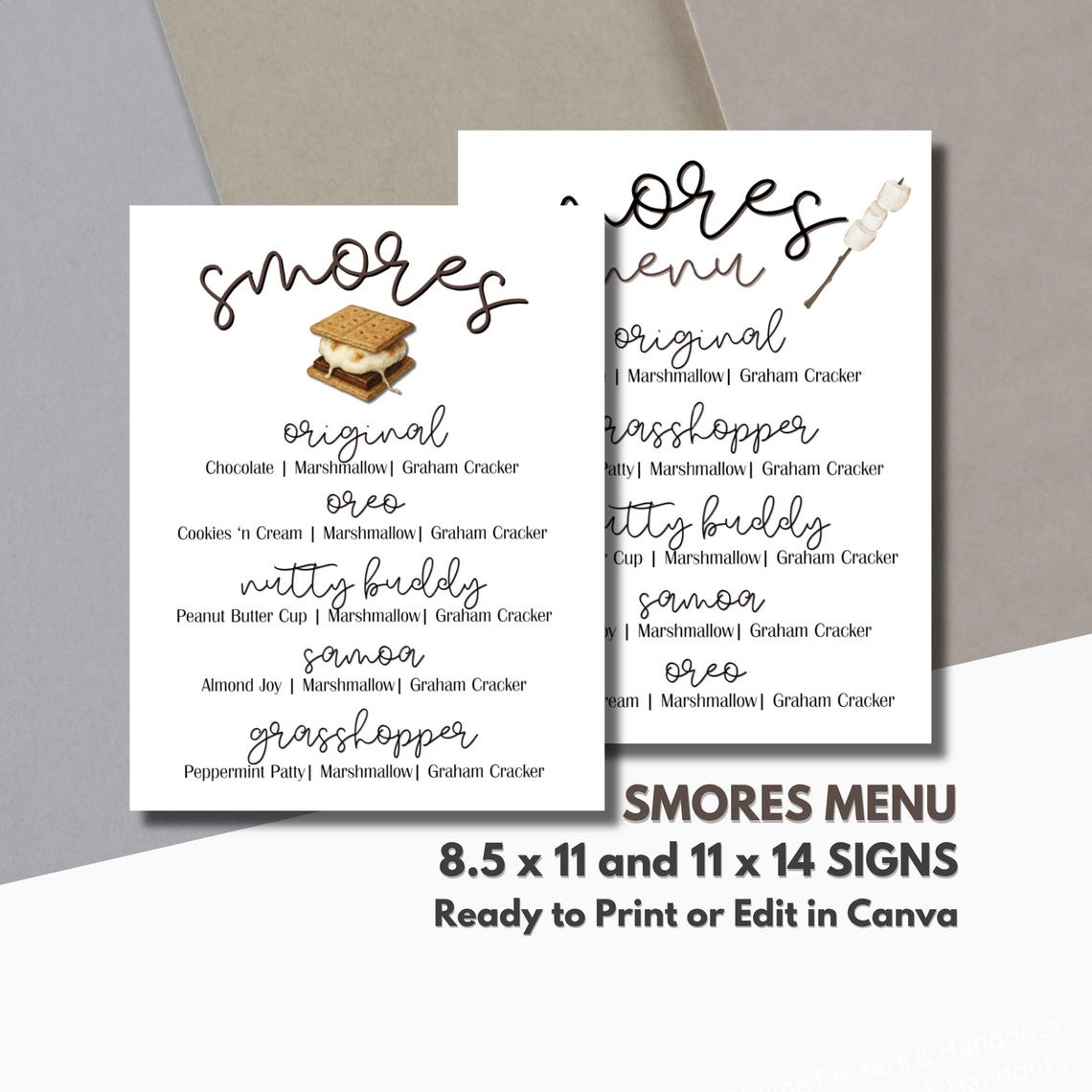 S'mores Menu Sign: Rustic Campout Party Decor (editable PDF Download, 8 ...