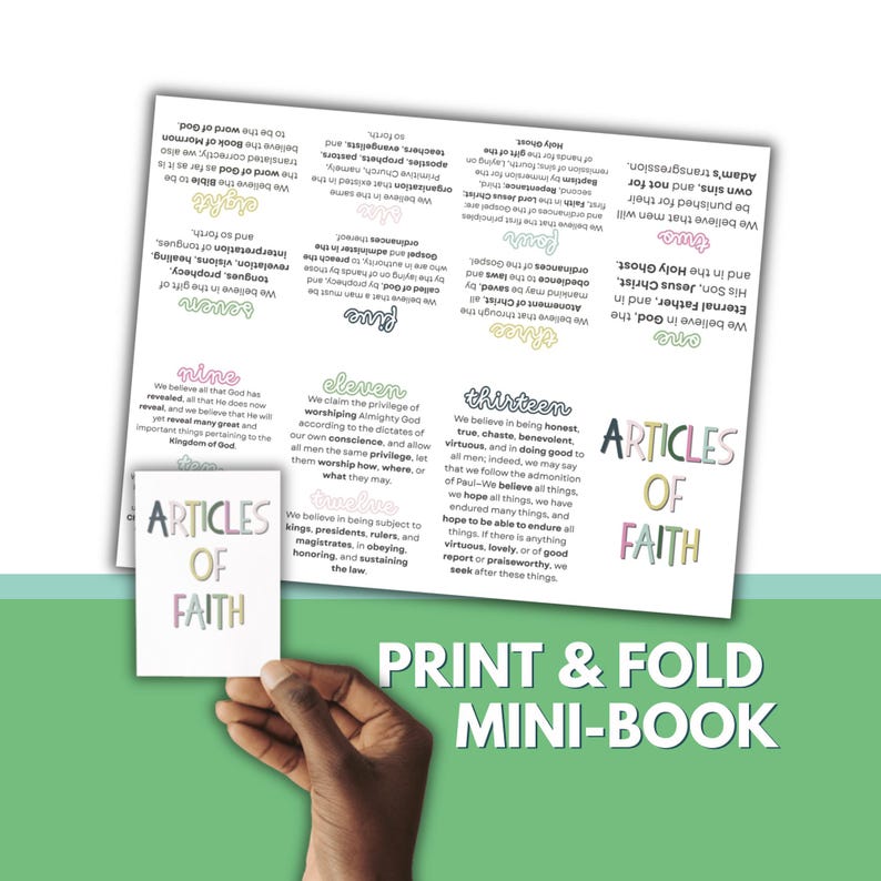 LDS Articles of Faith Mini-booklet: Printable Primary Handout (PDF) - Etsy