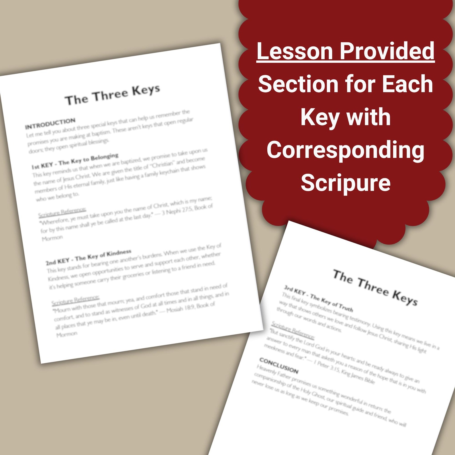 Keys to Baptism: LDS Baptism Lesson & Printable Visual Aids - Etsy