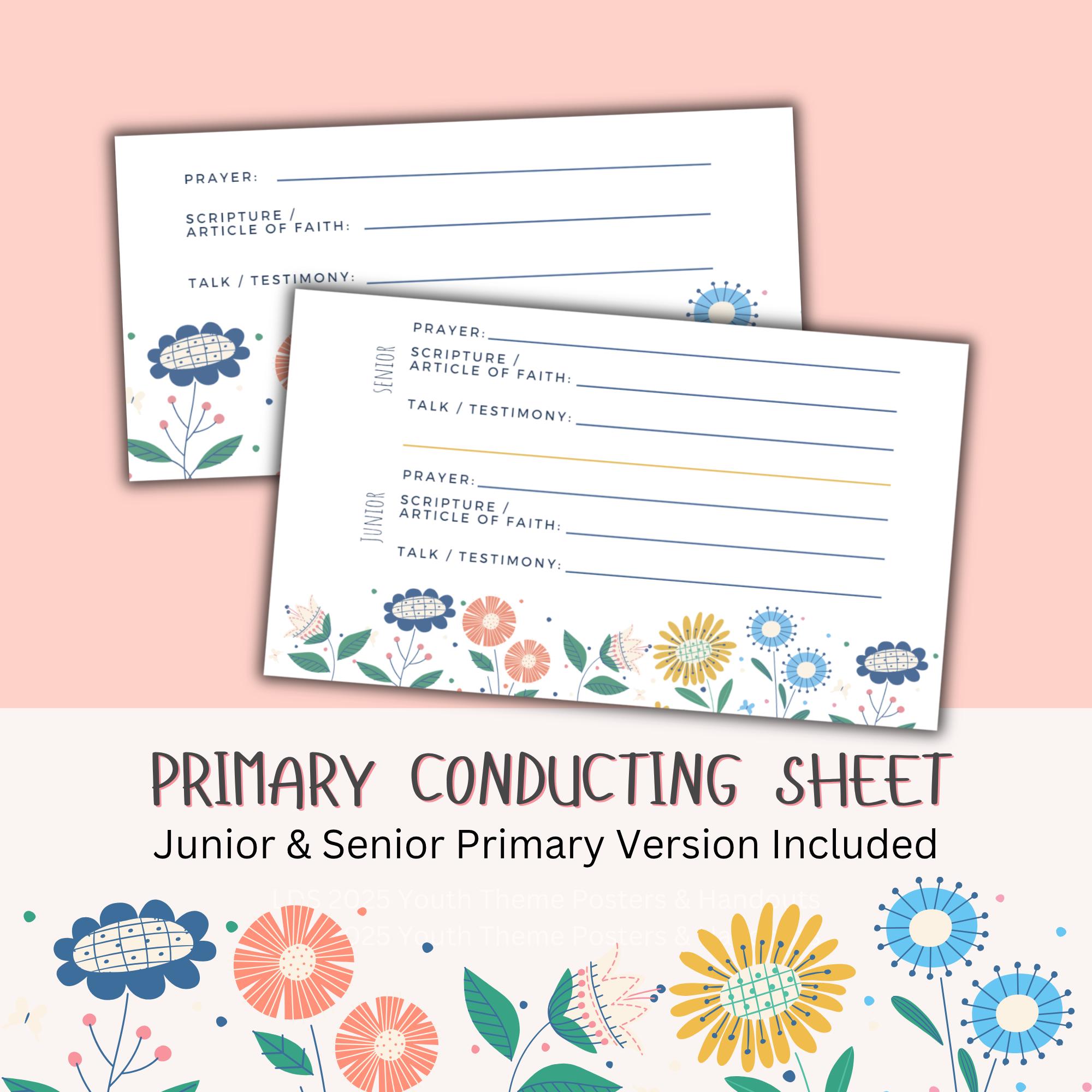 LDS Primary Conducting Sheet: Editable Canva Template, Junior and ...
