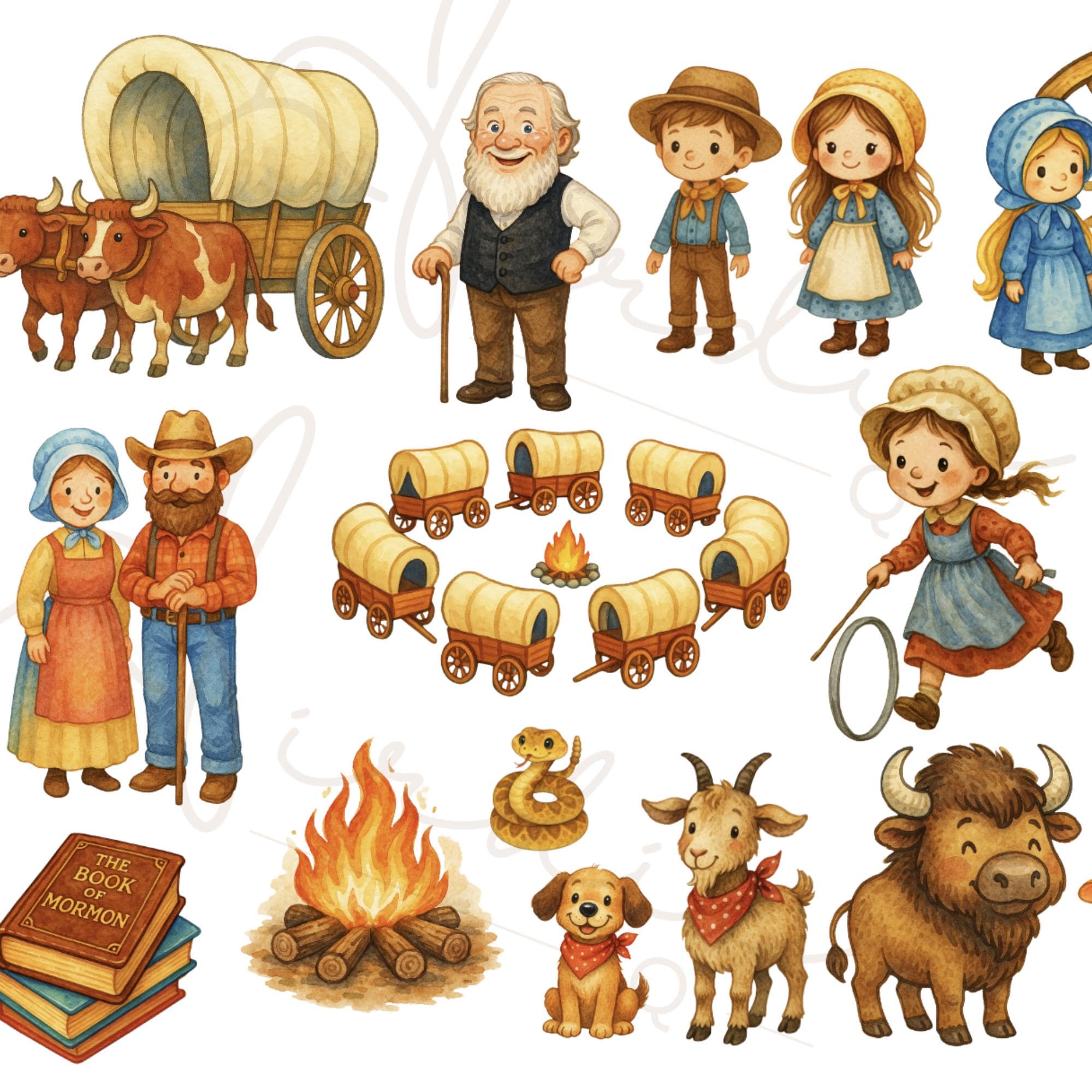 Pioneer Day Clip Art: LDS Trek Graphics, Wagons, Book of Mormon (PNG ...
