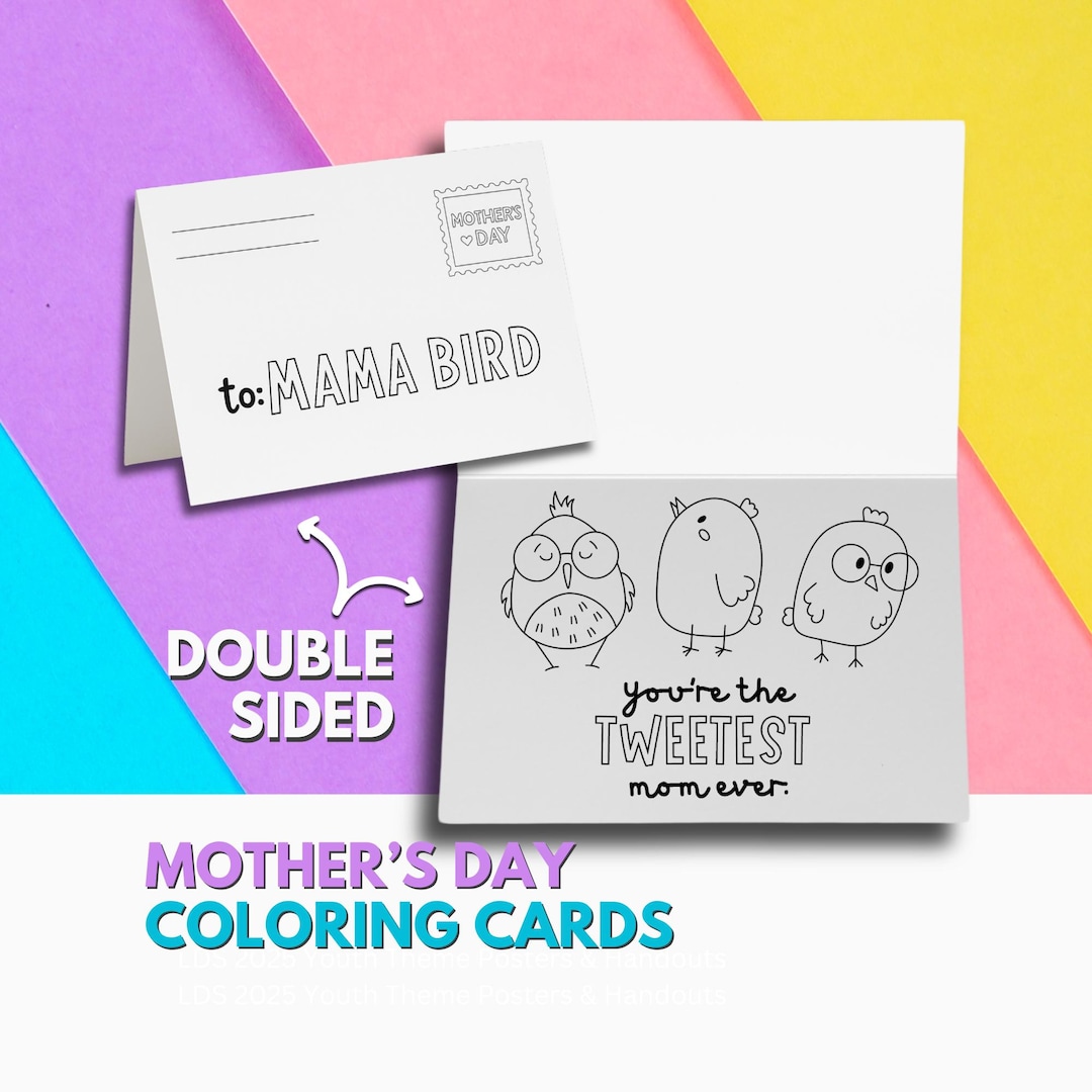 Animal Pun Mother's Day Coloring Cards: Fun Kids Activity (PDF) - Etsy