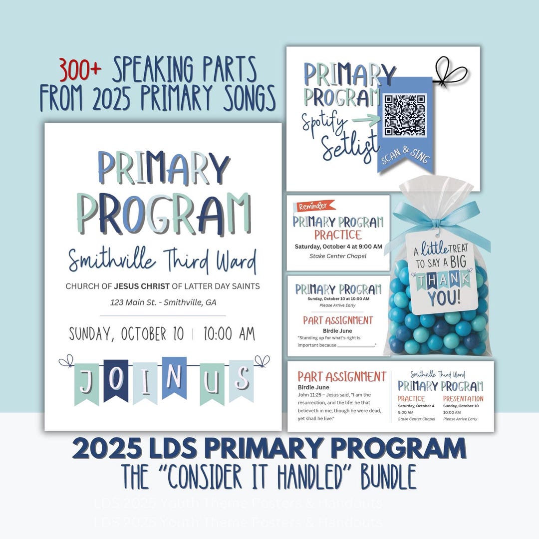 2025 LDS Primary Program Bundle: Editable Script, Invites, Posters ...