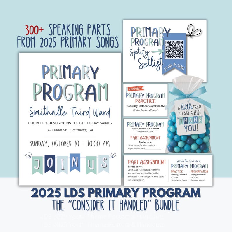 2025 LDS Primary Program Bundle: Editable Script, Invites, Posters ...