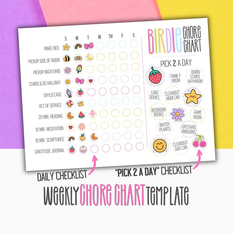 Editable Kids Chore Chart | Summer Routine Chart Template | Canva ...