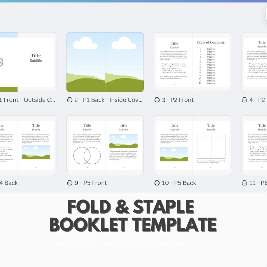 Fold & Staple Book Template | Editable Canva Booklet | 8.5x11 Landscape ...