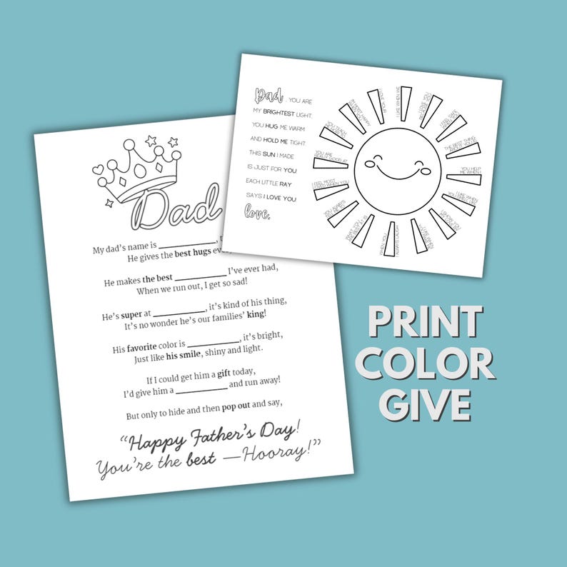 Father’s Day Coloring About Dad & Poems for Kids | All About Dad ...