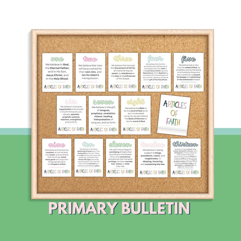 LDS Article of Faith Posters: Primary Decor, Kids Room Art (PDF ...