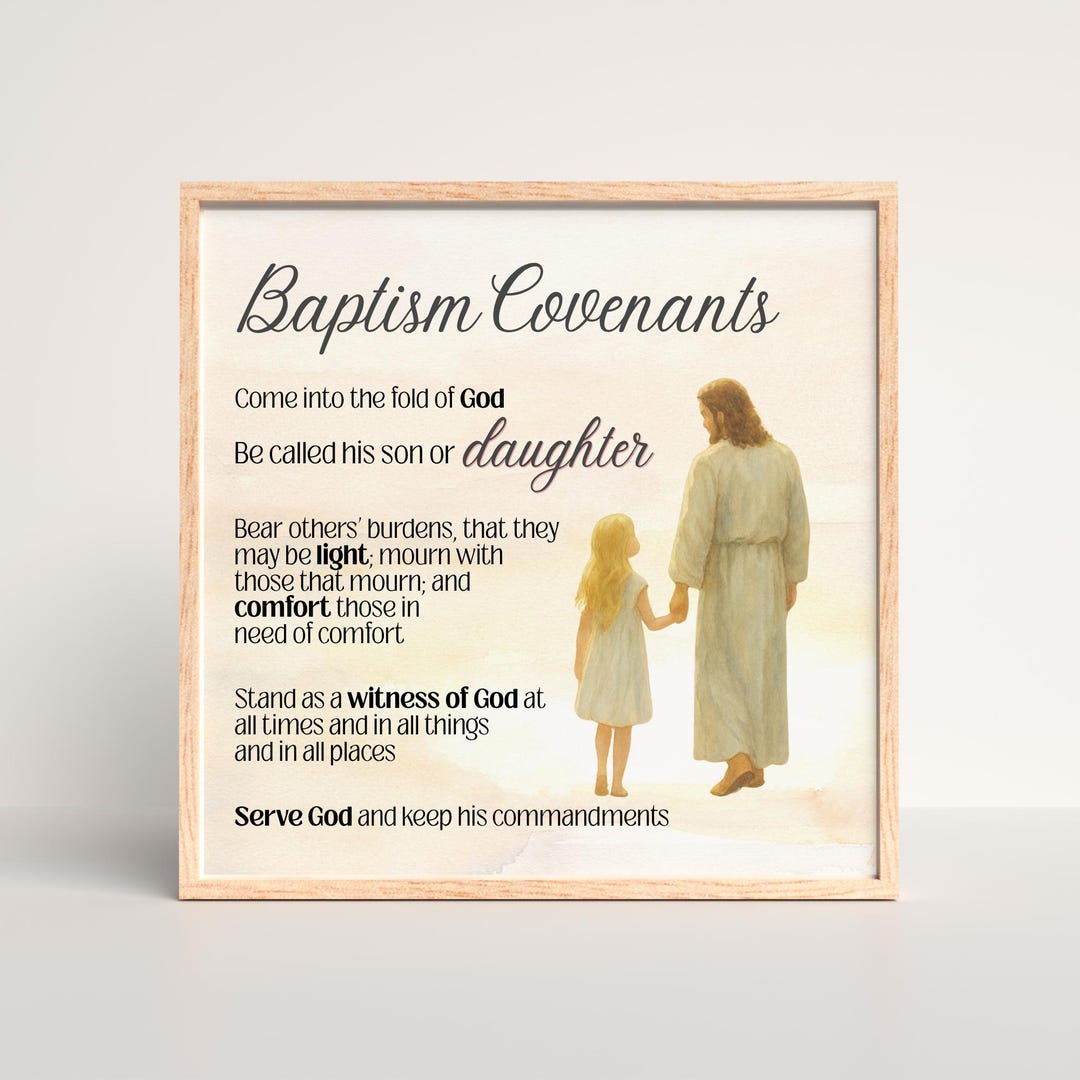 LDS Baptism Art | Jesus Holding Hands With Girl | Baptism Covenant Wall ...