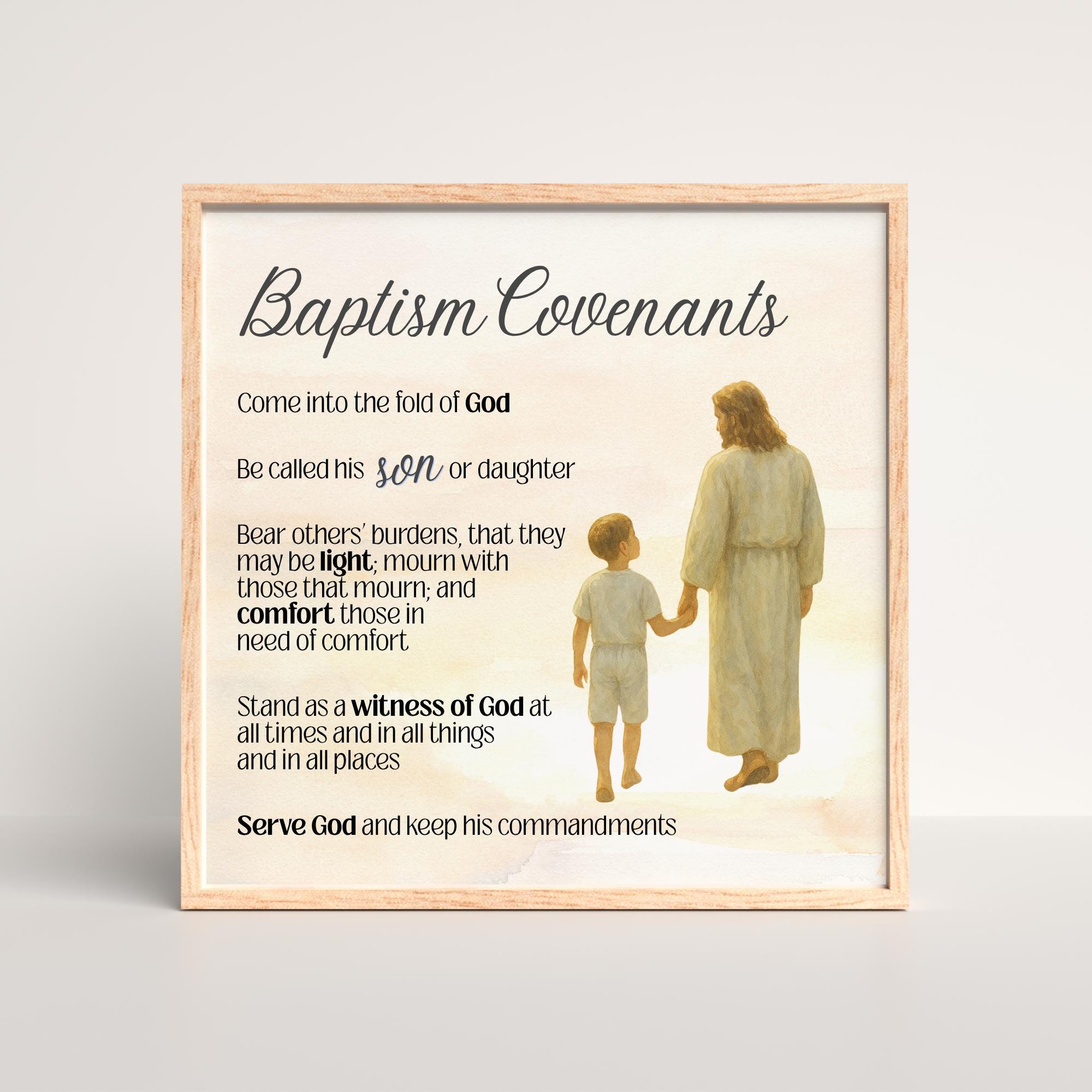 LDS Baptism Covenants Print for Boys: Christ Watercolor (PDF Printable ...