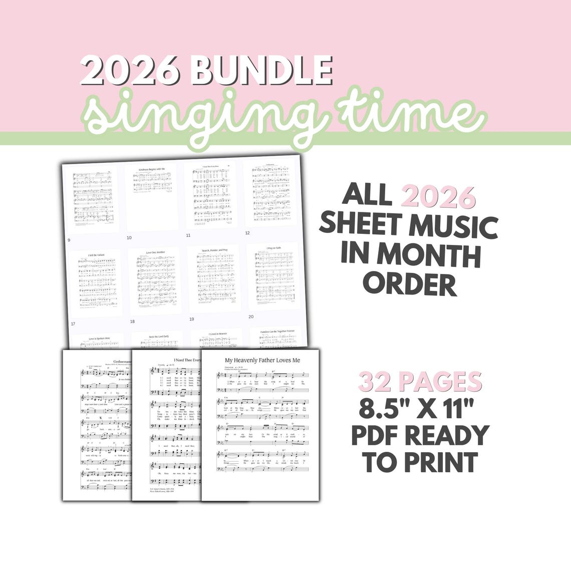 2026 LDS Primary Singing Time Sheet Music Binder | Song List (PDF ...