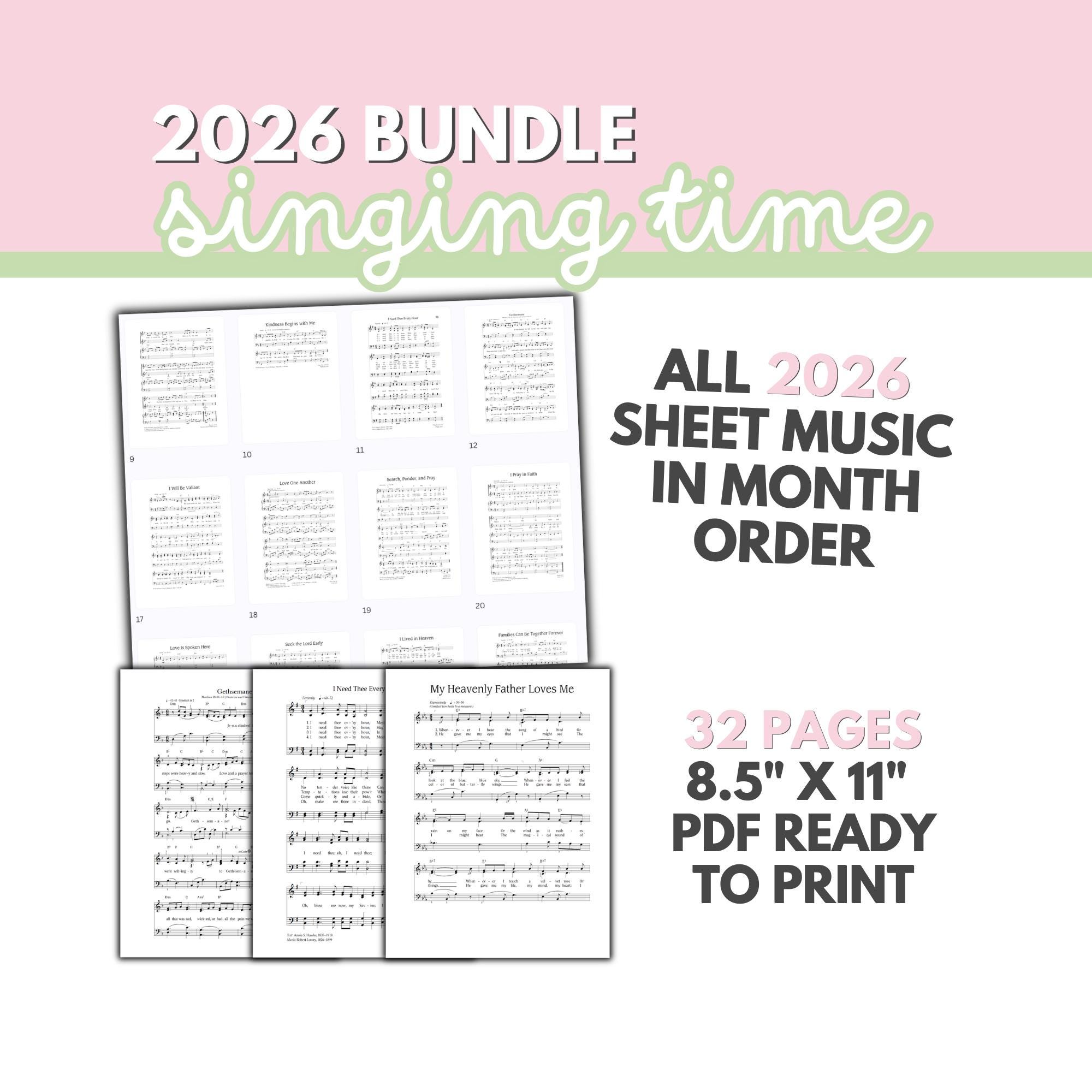 2026 LDS Primary Singing Time Sheet Music Binder | Song List (PDF ...