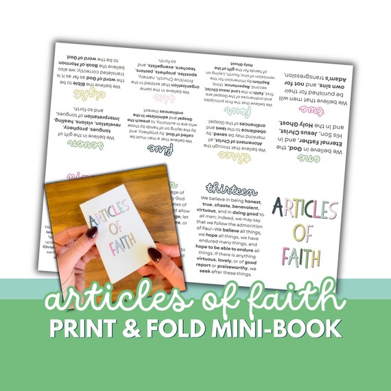 Articles Of Faith Lds Handouts