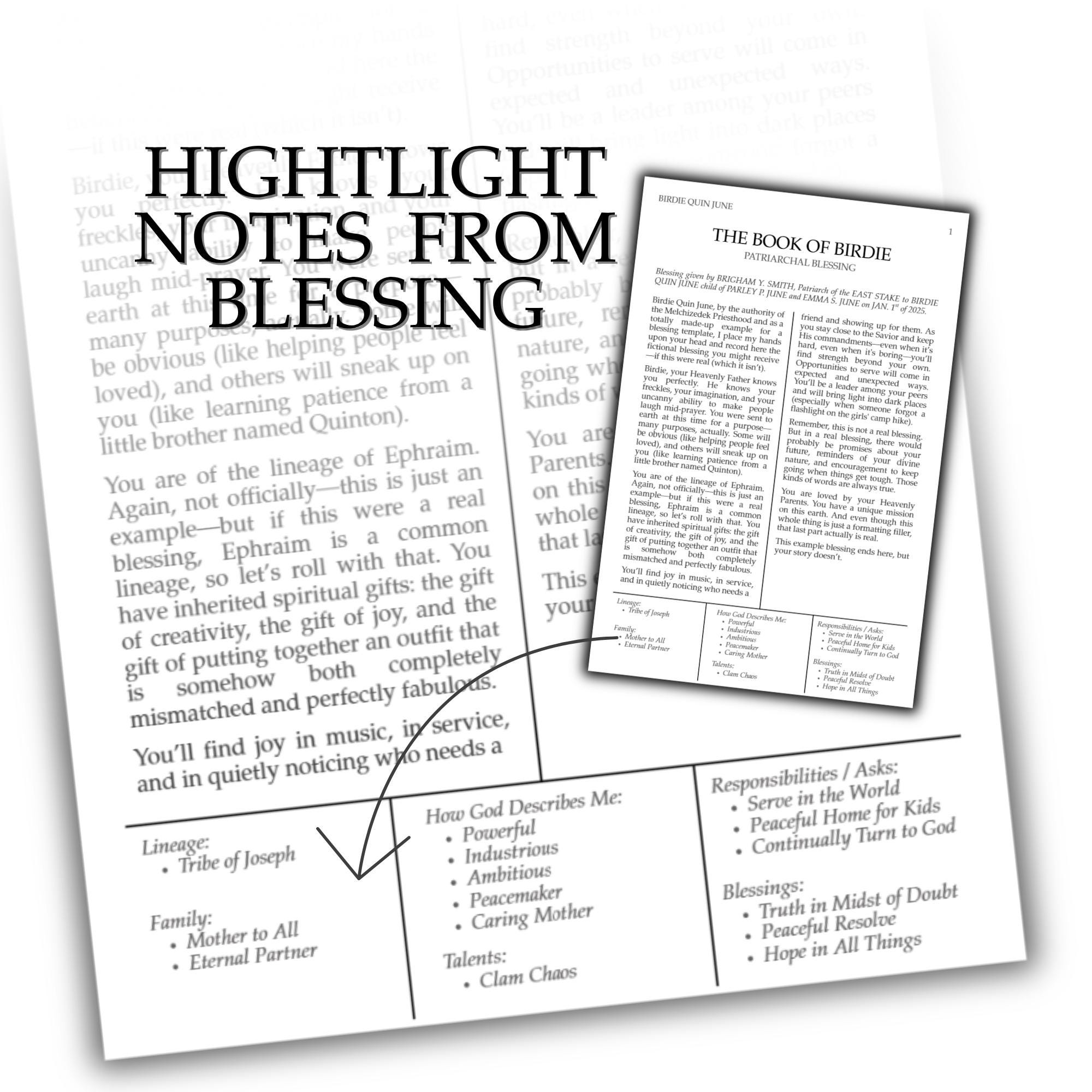 Patriarchal Blessing Insert Template for LDS Scriptures | Editable ...