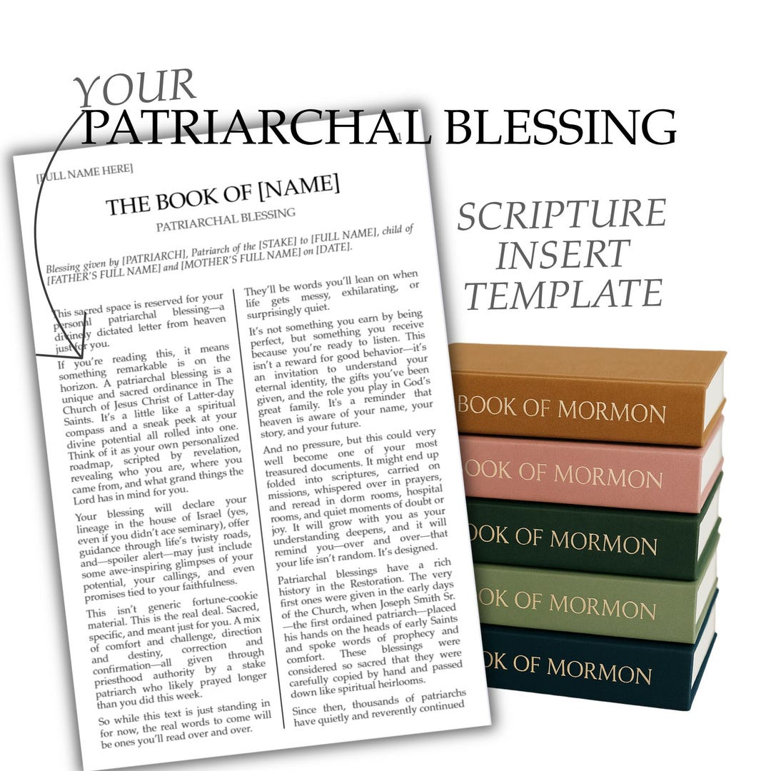 Patriarchal Blessing Insert Template for LDS Scriptures | Editable Canva File | Missionary Gift ...