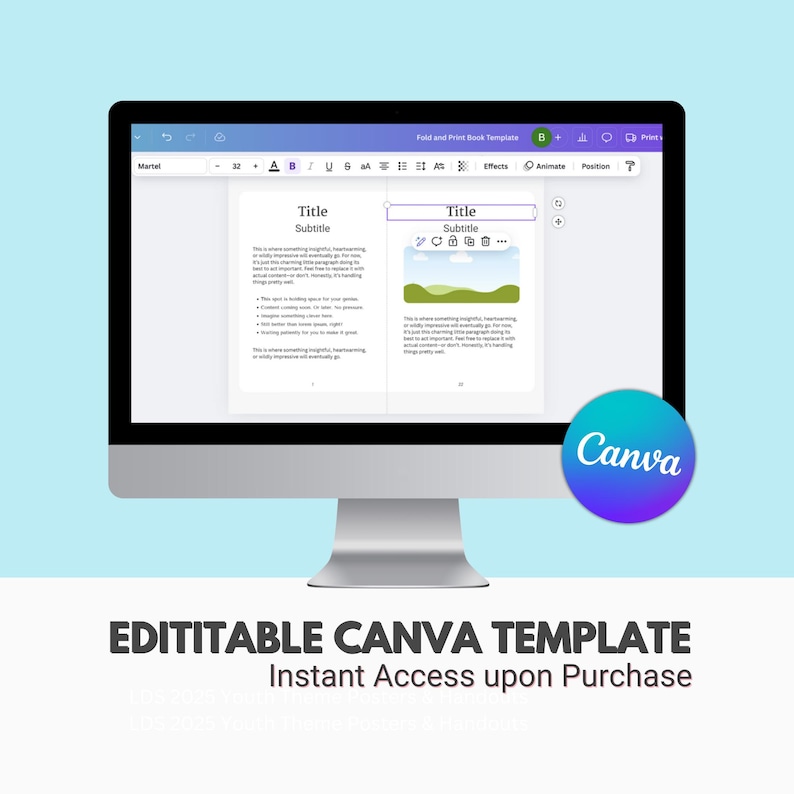Fold & Staple Book Template | Editable Canva Booklet | 8.5x11 Landscape ...