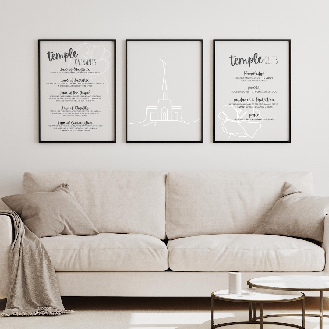 Modern LDS Temple Line Art Print: Covenants & Blessings (digital ...