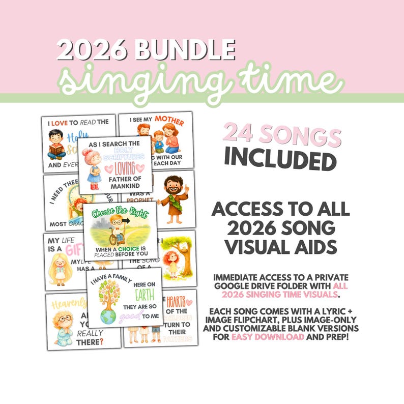 2026 LDS Primary Singing Time Bundle | Sheet Music, Visual Aids ...
